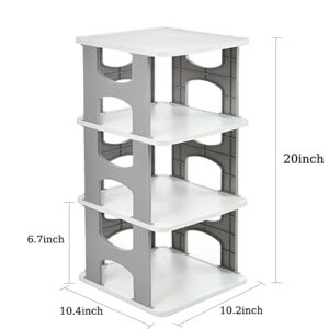 SDlumeiy 4 Tier Shoe Racks, Disassembled and Assembled Simple Shoe Racks, Shoe Organizer, Plastic Shoe Racks. White and Grey (White and Grey, 4tier-2pack)