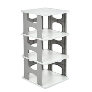 sdlumeiy 4 tier shoe racks, disassembled and assembled simple shoe racks, shoe organizer, plastic shoe racks. white and grey (white and grey, 4tier)