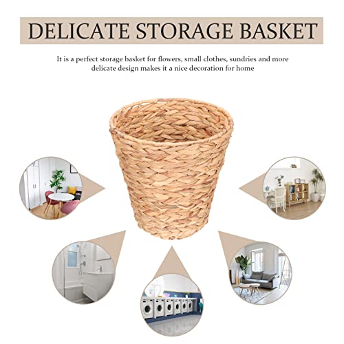 NOLITOY Natural Grass Sundries Nursery for Laundry and Clothes Woven Wicker Living Bedroom Hyacinth Bucket Basket Room Cm Holder Round Recycle Small Vase Hamper Flower Bathrooms Straw