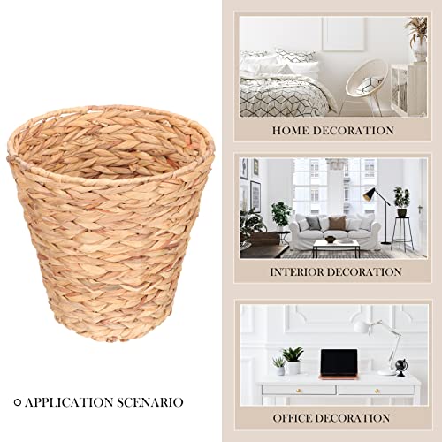 NOLITOY Natural Grass Sundries Nursery for Laundry and Clothes Woven Wicker Living Bedroom Hyacinth Bucket Basket Room Cm Holder Round Recycle Small Vase Hamper Flower Bathrooms Straw