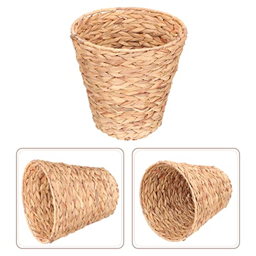 NOLITOY Natural Grass Sundries Nursery for Laundry and Clothes Woven Wicker Living Bedroom Hyacinth Bucket Basket Room Cm Holder Round Recycle Small Vase Hamper Flower Bathrooms Straw