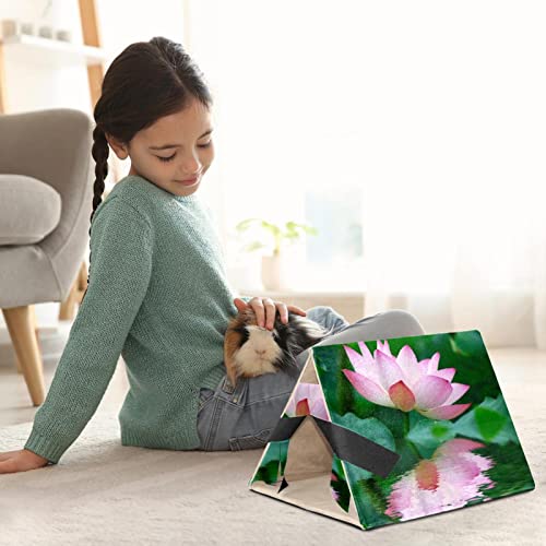 RATGDN Small Pet Hideout Pink Lotus Hamster House Guinea Pig Playhouse for Dwarf Rabbits Hedgehogs Chinchillas