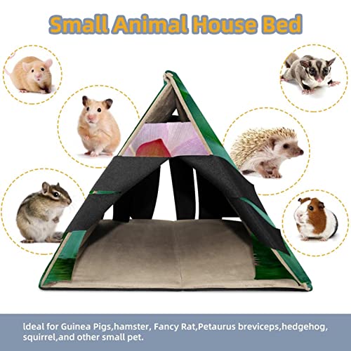 RATGDN Small Pet Hideout Pink Lotus Hamster House Guinea Pig Playhouse for Dwarf Rabbits Hedgehogs Chinchillas