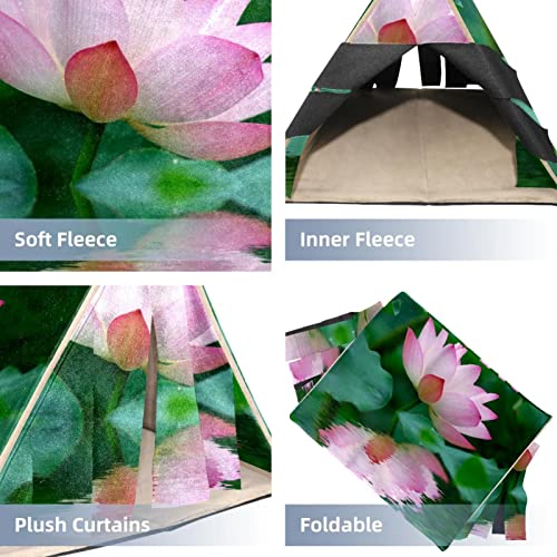 RATGDN Small Pet Hideout Pink Lotus Hamster House Guinea Pig Playhouse for Dwarf Rabbits Hedgehogs Chinchillas