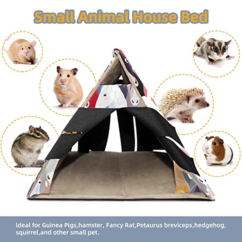 RATGDN Small Pet Hideout Pony Pattern Colourful Cartoon Horses Hamster House Guinea Pig Playhouse for Dwarf Rabbits Hedgehogs Chinchillas