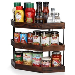 elsjoy countertop wood corner shelf, 3-tier cabinet wooden corner shelf kitchen counter organizer shelf, cabinet corner rack for pantry, kitchen storage