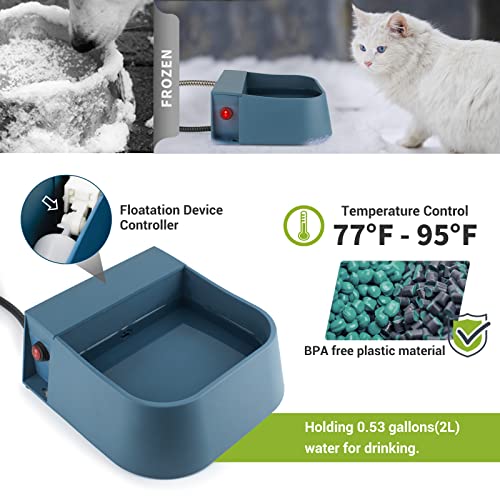 PETLESO Heated Automatic Water Bowl for Dogs, Heated Dog Automatic Filling Outdoor Bowl, Heated Auto Waterer for Dogs, Cats, Chickens, Feral Animals