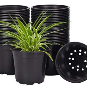 Whonline 50 Pack 1 Gallon Nursery Pots Flexible Plastic Plant Seeding Pots, Seed Starting Pots for Flower Seedling, Cuttings, Transplanting