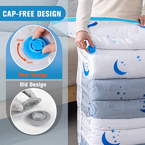 Cube Vacuum Storage Bags, 8 Pack(4 Jumbo+ 4 Large) Space Saver Bags with Hand Pump, Vacuum Compression Sealer Storage Bags for Clothes, Mattress, Blanket, Duvets, Pillows, Comforters,Travel, Moving