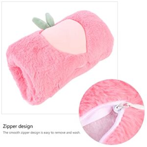 DECHOUS Women Hand Muffs Winter Hand Warmer Plush Hugging Pillow Hand Warmer Faux Fur Hand Muffs Peach Pattern Plush Pillow Cozy Arm Warmer Plush Pillows Hand Warmer Pouch