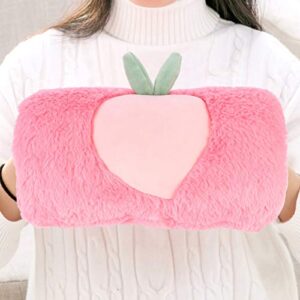 DECHOUS Women Hand Muffs Winter Hand Warmer Plush Hugging Pillow Hand Warmer Faux Fur Hand Muffs Peach Pattern Plush Pillow Cozy Arm Warmer Plush Pillows Hand Warmer Pouch