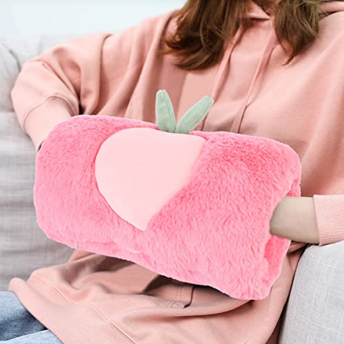 DECHOUS Women Hand Muffs Winter Hand Warmer Plush Hugging Pillow Hand Warmer Faux Fur Hand Muffs Peach Pattern Plush Pillow Cozy Arm Warmer Plush Pillows Hand Warmer Pouch