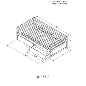 ODC Twin Size Daybed with Two Storage Drawers, Multifunctional Wood Sofa Bed Modern Daybed with Slat Support for Bedroom Living Room