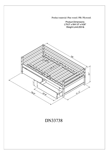 ODC Twin Size Daybed with Two Storage Drawers, Multifunctional Wood Sofa Bed Modern Daybed with Slat Support for Bedroom Living Room