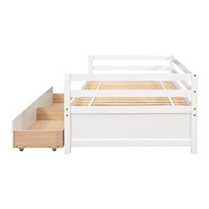 ODC Twin Size Daybed with Two Storage Drawers, Multifunctional Wood Sofa Bed Modern Daybed with Slat Support for Bedroom Living Room