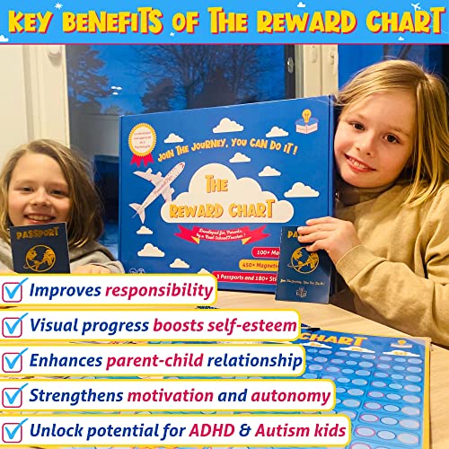 US Teacher-Designed Reward Chart by ParentaliTips - 120 Magnetic Chores for Multiple Kids - 456 Tokens - ADHD & Autism Visual Schedule - Toddler Chore - Daily Behavior Chart - Bedtime Routine