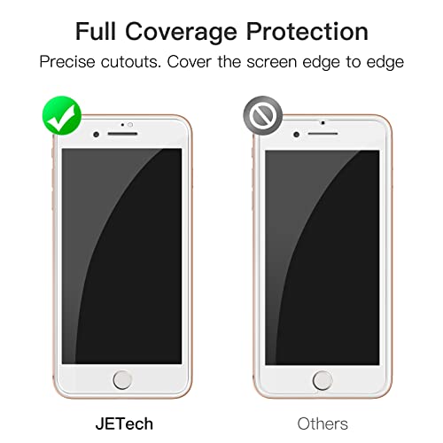 JETech Full Coverage Screen Protector for iPhone 8 Plus/7 Plus 5.5-Inch, White Edge Tempered Glass Film with Easy Installation Tool, Case-Friendly, HD Clear, 3-Pack (White)