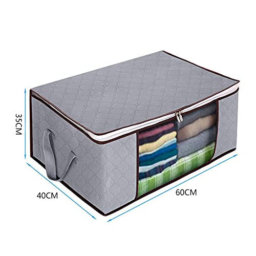 XIANGRIKUI Storage Bags, 3 Pack Clothes Storage Bins Foldable Closet Organizer Foldable Storage Bag Containers with Clear Window for Clothing, Blanket, Bedding, Bed Sheets (Grey)