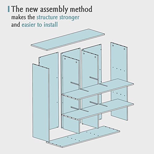 OSCHF 9-Cube Storage Shelf Bookcase - Wooden 3-Tier Floor Standing Open Bookshelf for Home and Office, Display Cabinet, Warm White