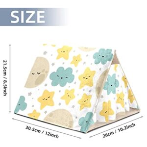 RATGDN Small Pet Hideout Moon Cloud and Stars Hamster House Guinea Pig Playhouse for Dwarf Rabbits Hedgehogs Chinchillas