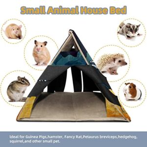 RATGDN Small Pet Hideout Blue Jurassic Cartoon Dinosaur Hamster House Guinea Pig Playhouse for Dwarf Rabbits Hedgehogs Chinchillas