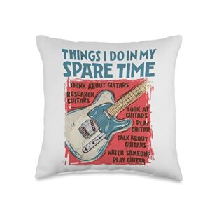 guitarist awesome guitar designs guitar things i do in my spare time funny electric guitarist throw pillow, 16x16, multicolor