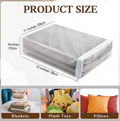 30 Packs 15x11x4" Clear Vinyl Zippered Storage Bags PVC Plastic Storage Bags Sweater Storage Bags with Zipper for Home Blankets Clothes Sheet Sweater Fabrics Cosmetics Christmas Decoration Organizer