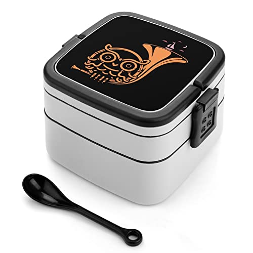 Owl Sachs Lunch Box Portable Double-Layer Bento Box Large Capacity Lunch Container Food Container with Spoon