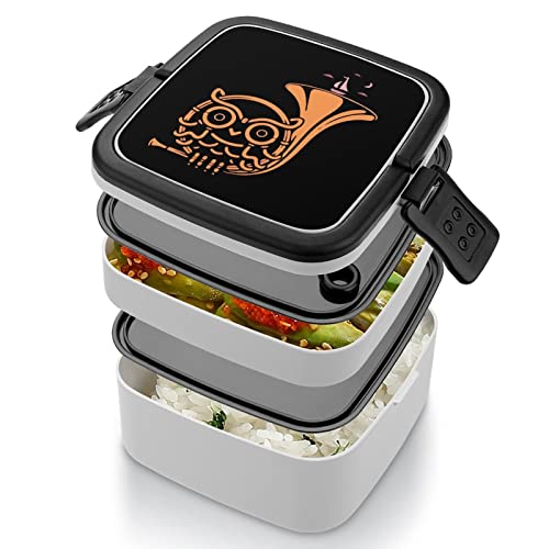 Owl Sachs Lunch Box Portable Double-Layer Bento Box Large Capacity Lunch Container Food Container with Spoon