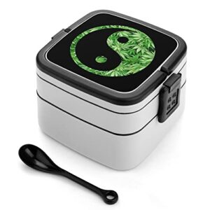 yin yang weed lunch box portable double-layer bento box large capacity lunch container food container with spoon