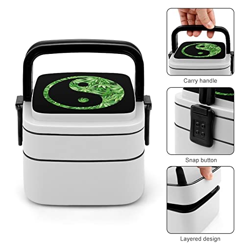 Yin Yang Weed Lunch Box Portable Double-Layer Bento Box Large Capacity Lunch Container Food Container with Spoon