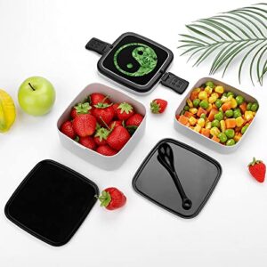 Yin Yang Weed Lunch Box Portable Double-Layer Bento Box Large Capacity Lunch Container Food Container with Spoon