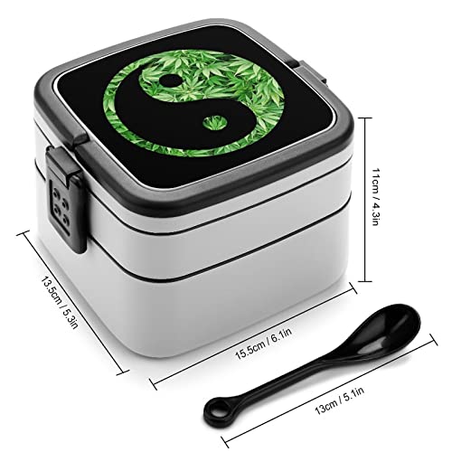 Yin Yang Weed Lunch Box Portable Double-Layer Bento Box Large Capacity Lunch Container Food Container with Spoon