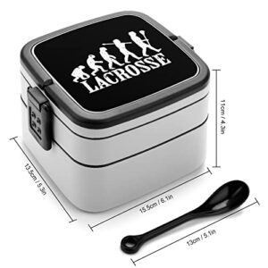 Lacrosse Evolution Graphic Lacross Player Lunch Box Portable Double-Layer Bento Box Large Capacity Lunch Container Food Container with Spoon