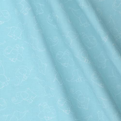 Mook Fabrics Flannel PRT Playing Elephant, Blue, 15 Yard Bolt