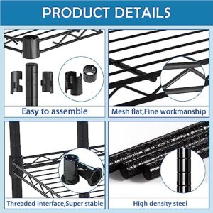 6 Tier Metal Shelving Unit 2100Lb Capacity Adjustable Shelves for Storage, Heavy Duty Wire Shelf with Wheels & Feet 48" L×18" W×72" H Layered Storage Rack for Restaurant Garage Pantry Kitchen Basement