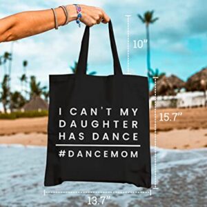 GXVUIS Dance Mom Canvas Tote Bag for Women Minimalism Letters Graphic Reusable Grocery Shoulder Shopping Bags Funny Gifts Black