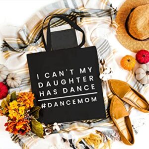 GXVUIS Dance Mom Canvas Tote Bag for Women Minimalism Letters Graphic Reusable Grocery Shoulder Shopping Bags Funny Gifts Black