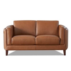 hydeline maui 100% leather loveseat, cinnamon brown