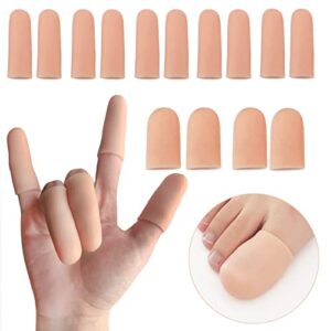 14 pcs silicone finger cots, gel finger protectors for finger tips, soft reusable finger caps great for trigger finger, hand eczema, finger cracking, finger arthritis