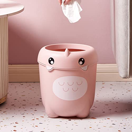 Homoyoyo Plastic Storage Bins Trash Cans Plastic Garbage Can, Cartoon Decorative Trash Can Wastebasket Paper Basket with Pressure Ring for Home Kitchen Bathroom, Trash Cans Trash Cans Car Decor