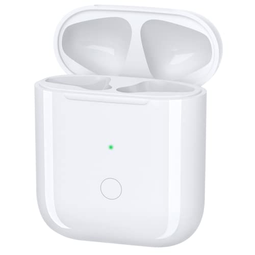 Wireless Charging Case for Airpod 1/2, Charger Case Replacement with Sync Button and Built-in 450 mAH Battery, No Earbuds Include (White)