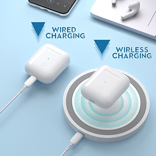 Wireless Charging Case for Airpod 1/2, Charger Case Replacement with Sync Button and Built-in 450 mAH Battery, No Earbuds Include (White)