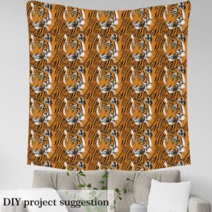 Tiger Upholstery Fabric for Chairs Couch,Wild Animal Outdoor Fabric by The Yard, Wildlife Safari Cat Print Decorative Fabric for Upholstery and Home DIY Projects, 1 Yard, Orange Black