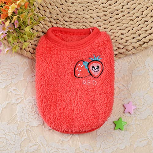 REBABA Warm Fleece Dog Vest Puppy Sweater, Pet Fall Winter Soft Warm Clothes Shirt Vest for Small Dogs Kitten Chihuahua Yorkies(XXXS-Strawberry)