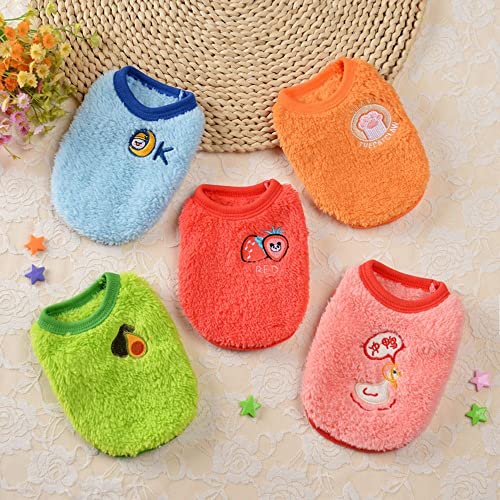 REBABA Warm Fleece Dog Vest Puppy Sweater, Pet Fall Winter Soft Warm Clothes Shirt Vest for Small Dogs Kitten Chihuahua Yorkies(XXXS-Strawberry)