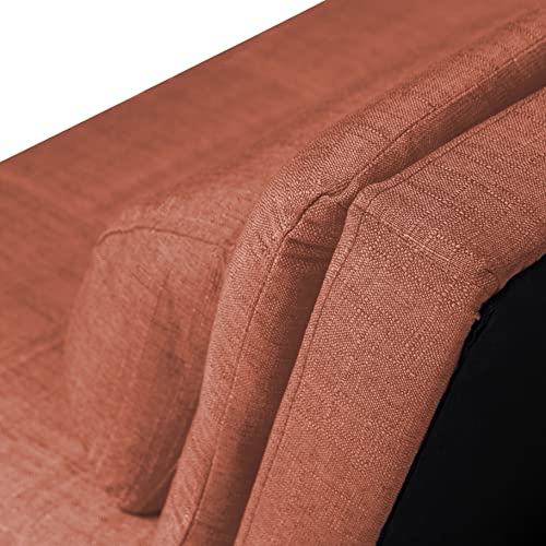 Morhome Futon Bed,63.4” Convertible Sleeper Tapered Wood Legs,Small Splitback Sofa for Living Room,Bedroom,Orange