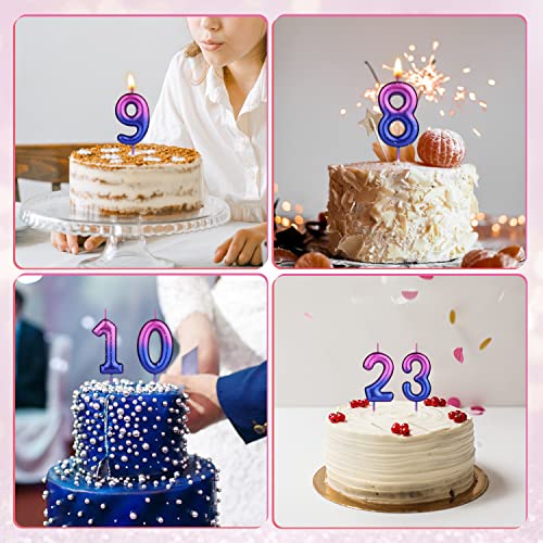 2.4in Birthday Candle, Purple Blue Gradient Number Birthday Candles for Cake Number Candle Decoration for Kids Adults Birthday Party Wedding Anniversary Graduation Ceremony (8)