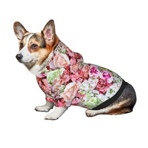 Watercolor Roses Dog Hoodies, Pet Clothes Costumes, Pets Wear Hoodie Sweatshirts Jacket for Dogs Cats Cosplay Party, Small