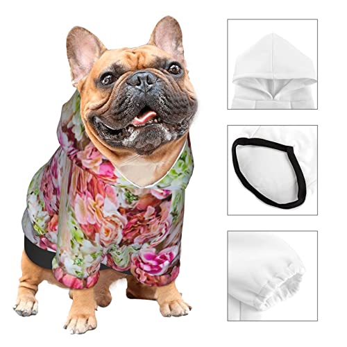 Watercolor Roses Dog Hoodies, Pet Clothes Costumes, Pets Wear Hoodie Sweatshirts Jacket for Dogs Cats Cosplay Party, Small